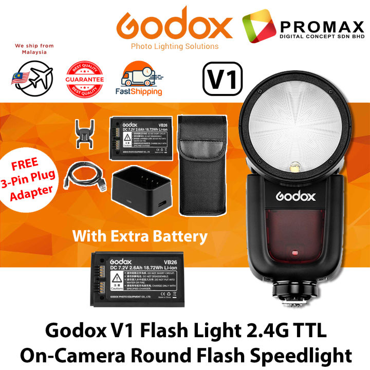 Godox V1 V1F Flash Speedlite Round Flash TTL Li-ion Battery HSS ...