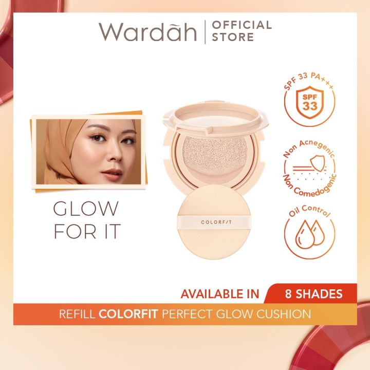 Wardah Refill Colorfit Perfect Glow Cushion SPF 33 PA++ - Alas Bedak dengan SPF 33++ Tahan 12 ...