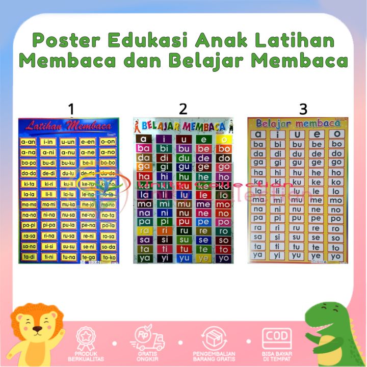 Poster Edukasi Anak Latihan Membaca dan Belajar Membaca | Lazada Indonesia
