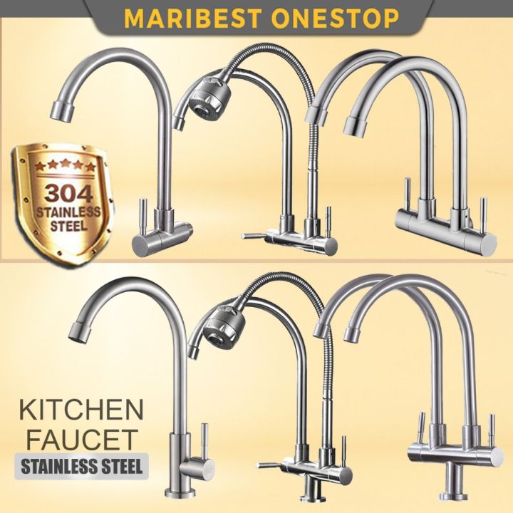 SUS304 Stainless Steel Kitchen Sink Faucet Tap Basin Water Tap Faucet ...