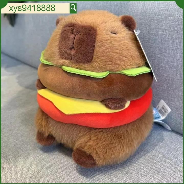 【Ready Stock+COD】 Fluffy Hamburger Capybara 20/26/36 Cm Pillow Capibara Stuffed Animals Kawaii ...