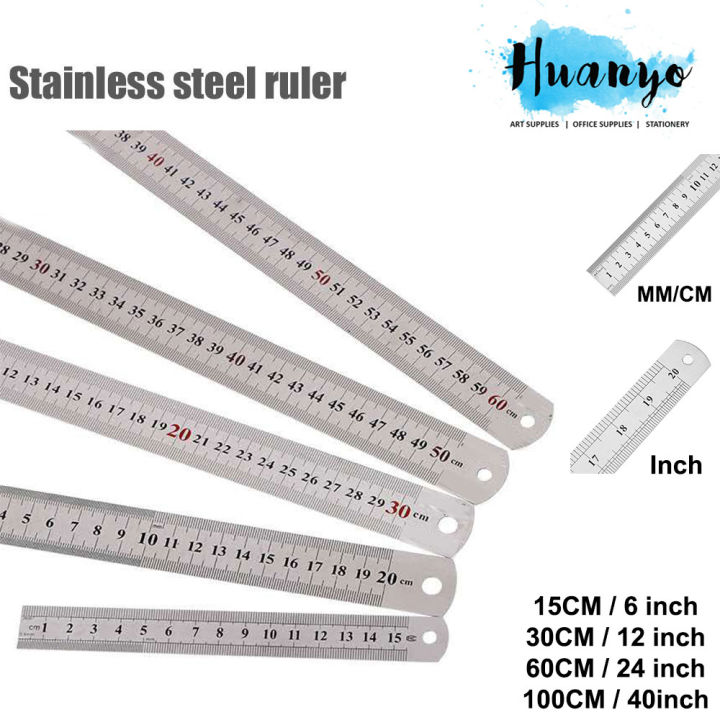 Standard Stainless Steel Metal Long Ruler with CM & Inch (15cm/ 6 inch ...
