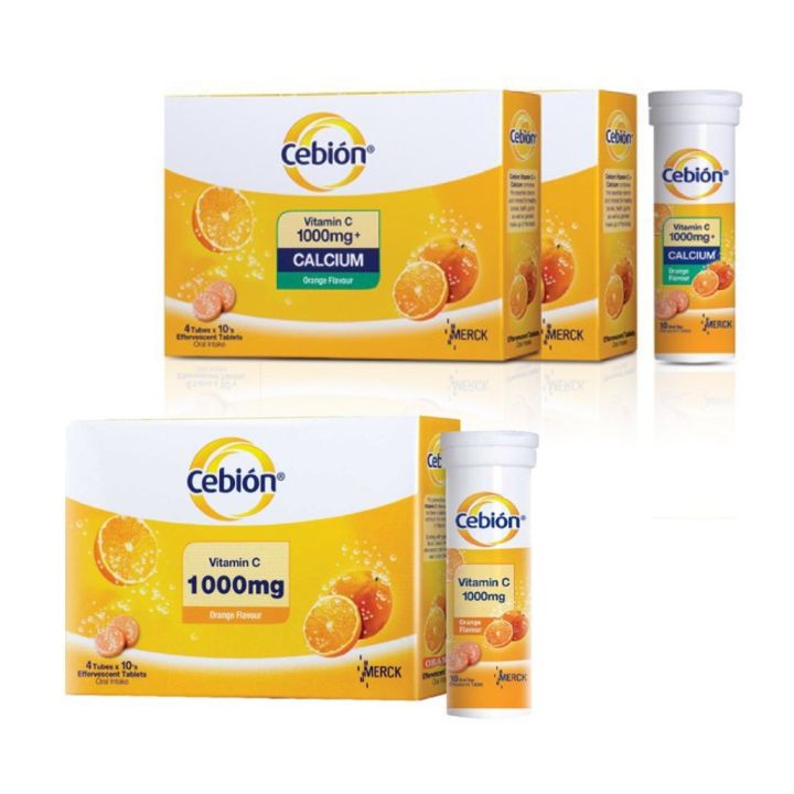 Cebion Effervescent C 1000mg Calcium Orange Flavor 10s x 4 | Lazada