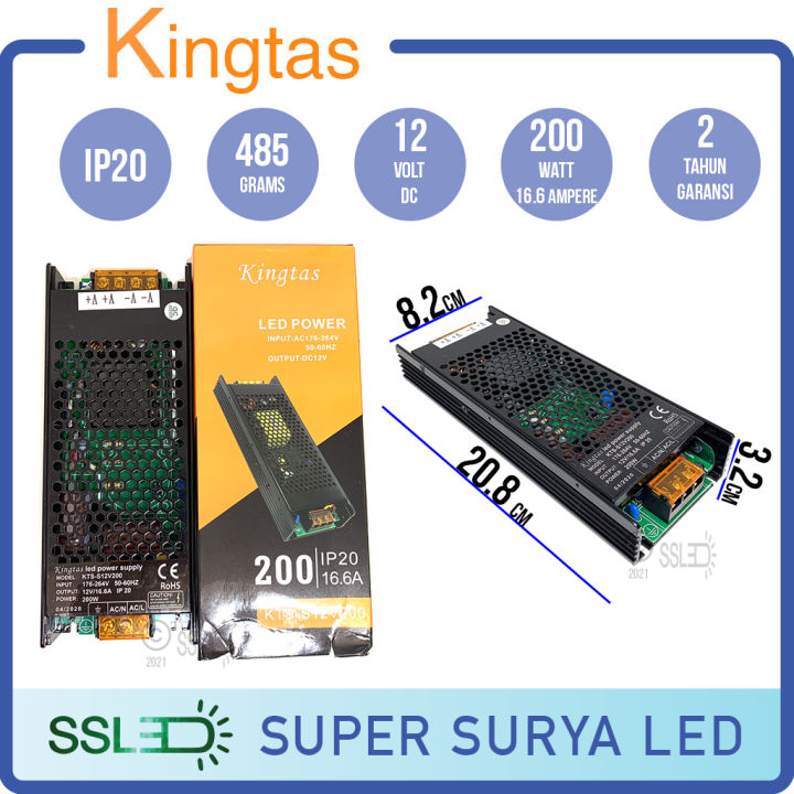 KINGTAS Power Supply Indoor DC12Volt 16.6 Ampere 200 Watt Trafo ...