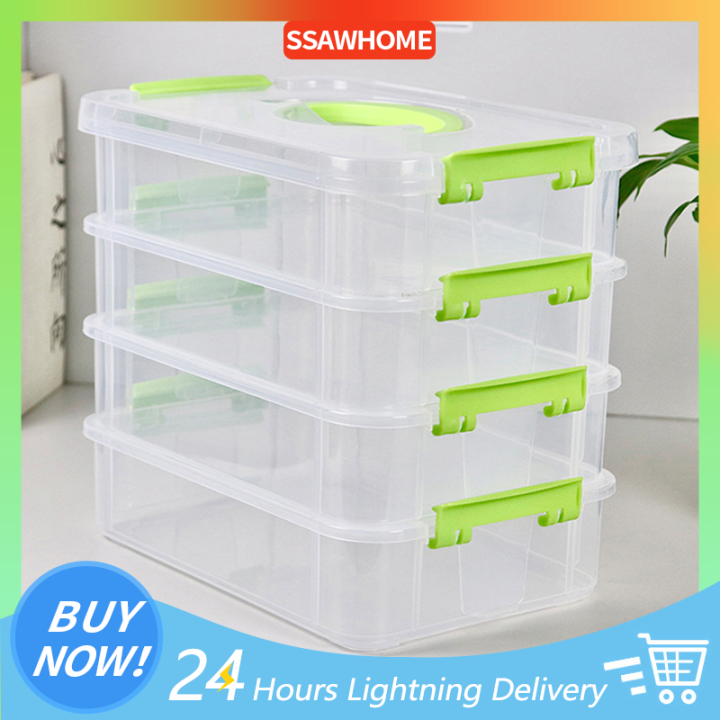 Plastic Storage Bins Stackable Storage Container Box Handled Organizer ...