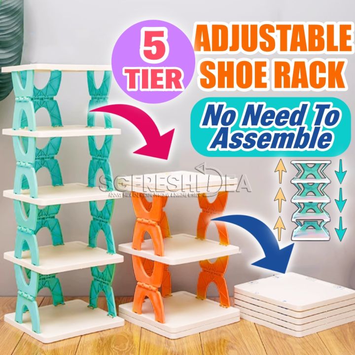 5 Tier Shoe Rack Plastic Vertical Narrow BTO HDB Door Gate Shoerack ...