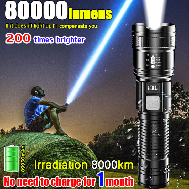 Lighting 100km Outdoor flashlight heavy duty searchlight Super Bright ...