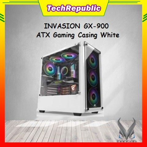 INVASION GX-900 ATX Gaming Casing White with 4 RGB FAN [ GX900 ] | Lazada