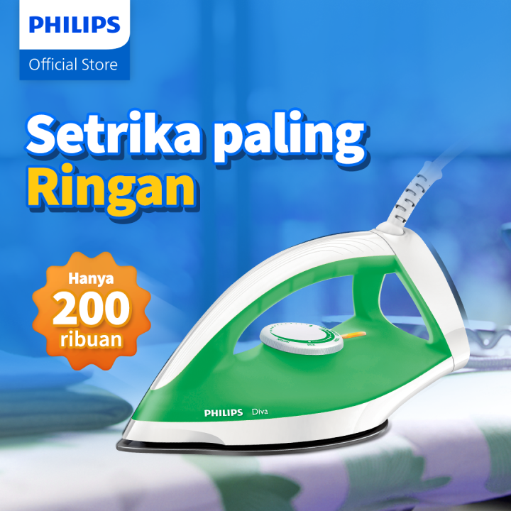 Philips Setrika Kering Diva GC122/77 - Hijau Tapak Non-Stick Ujung ...