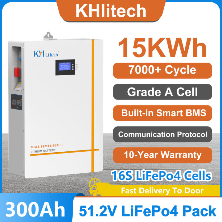 Khlitech ชุดแบตเตอรี่ Lifepo4 15Kwh 300Ah 51.2V Gratis Ongkir พลังงาน ...