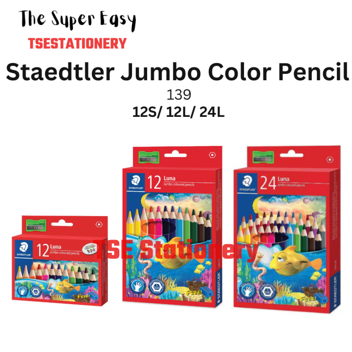 Staedtler Luna Jumbo 12 Short / 12 Long / 24 Long Colour / Color Pencil ...