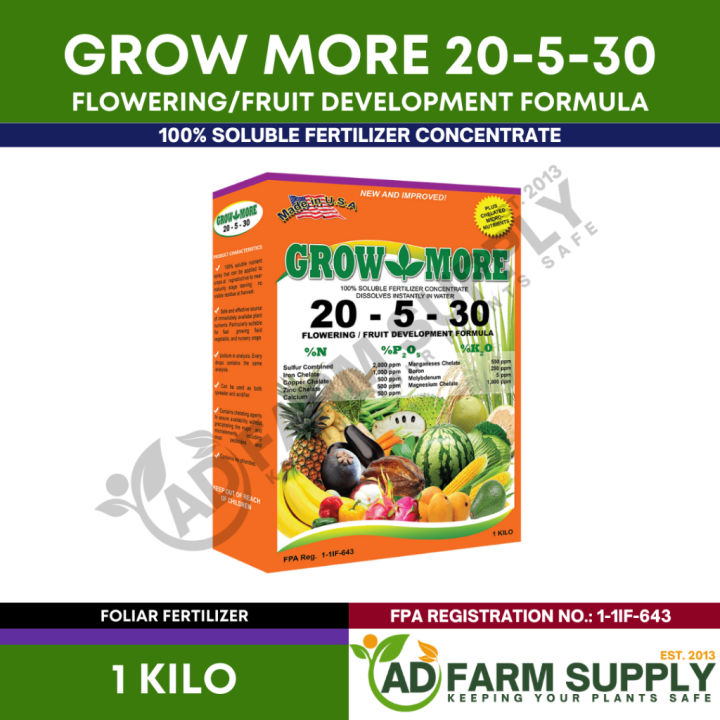 Grow More 20-5-30 Foliar Fertilizer – Flowering/Fruit Development ...