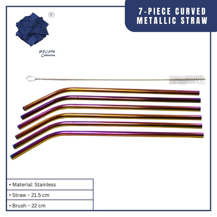 7-piece set Curved Metallic Straw | Lazada PH
