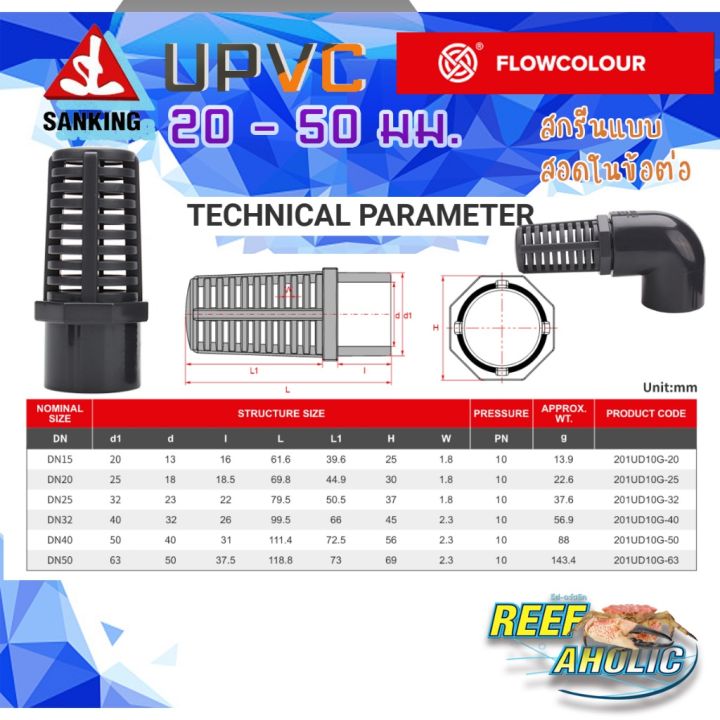 Reef-Aholic Sanking Flowcolour Thread and Spigot Screen 20 - 50 mm ตะแกรงปลายท่อแบบเกลียวและแบบ ...