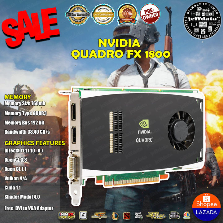 Gpu videocard for desktop Nvidia Quadro Fx 1800 768mb 192bit DDR3 (we ...