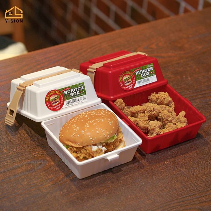 Vision Japanese Style Burger Box Sandwich Lunch Box Fruit Fresh Keeping ...
