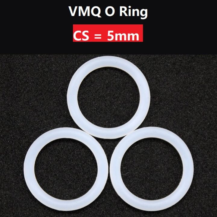 White Silicone O Ring Gasket CS 5mm OD15 ~ 90mm Food Grade Rubber ...