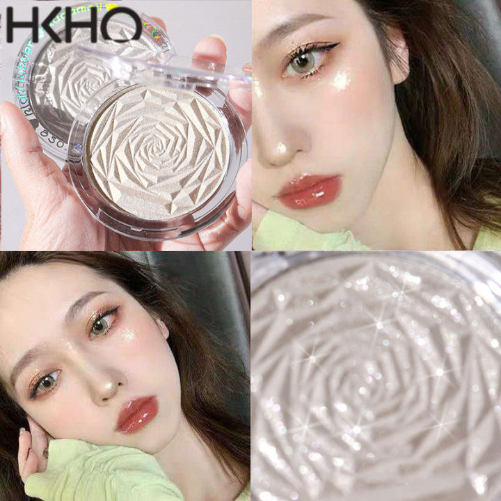 HKHO Rose Diamond Highlighter Powder Glitter Palette Face Contour ...