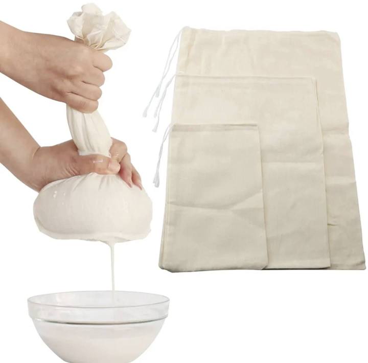 Nut Milk Bag / Cheese Cloth - Unbleached, Food Grade, Natural Cotton ...