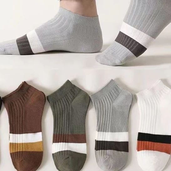 Trendy 5-10 pairs in a bag summer breathable striped color-block Unisex ...