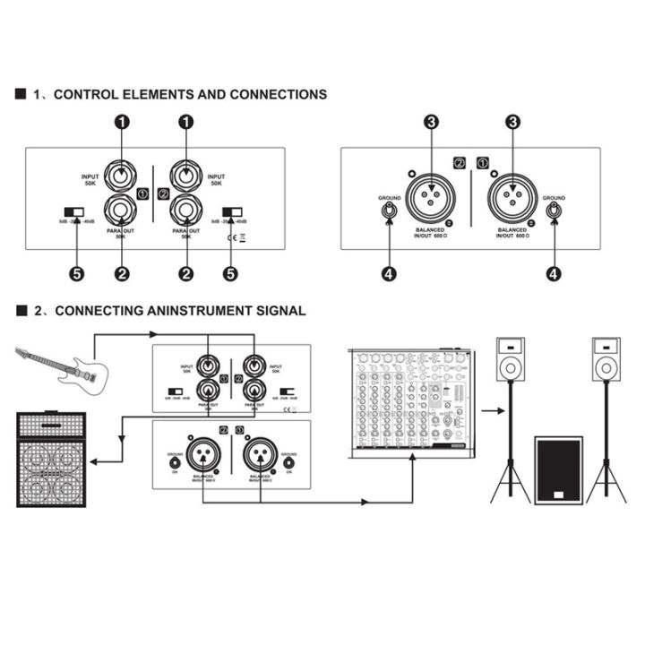 1 PC DI-2 Audio Isolator Passive Audio DI Box Metal Audio Noise ...