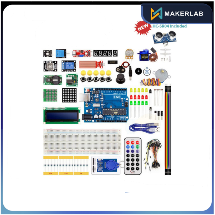 Makerlab Upgraded Starter Kit for Uno R3 DIP with PDF Manual Lessons ...