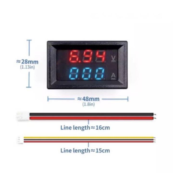 DISPLAY COMBO VOLT AMPER METER AMMETER DC 0-100V/10A RED AND BLUE LED ...