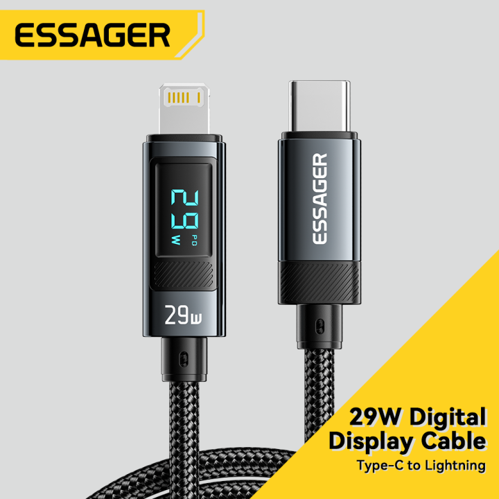 Essager จอแสดงผลดิจิตอล,29W USB C ประเภท-C สายสำหรับ iPhone 14 13 12 11 ...