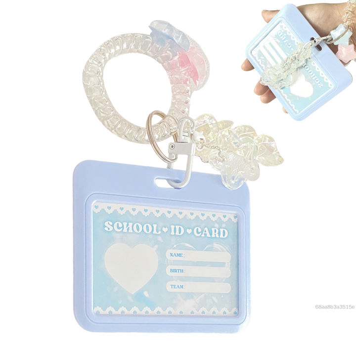 Sliding Pink ID Badge Holder Portable ID Card Holder with Clear Window ...