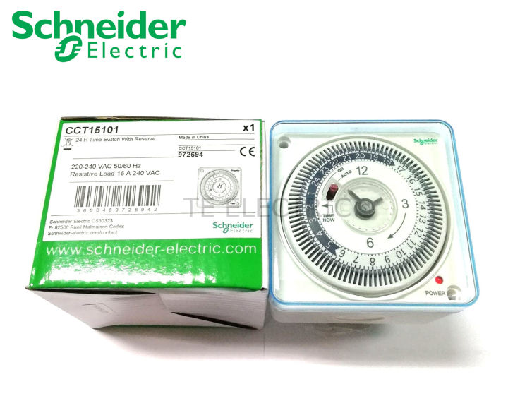 SCHNEIDER CCT15101 24 HOURS TIMER SWITCH WITH RESERVE DIN RAIL TYPE ...