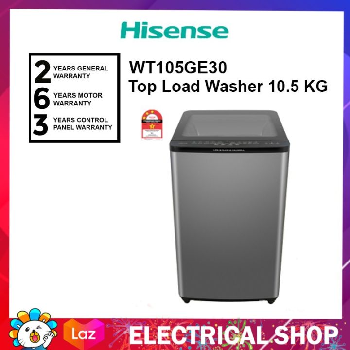 Hisense 10.5Kg Top Load Washer Non-Inverter WT105GE30 Washing Machine ...