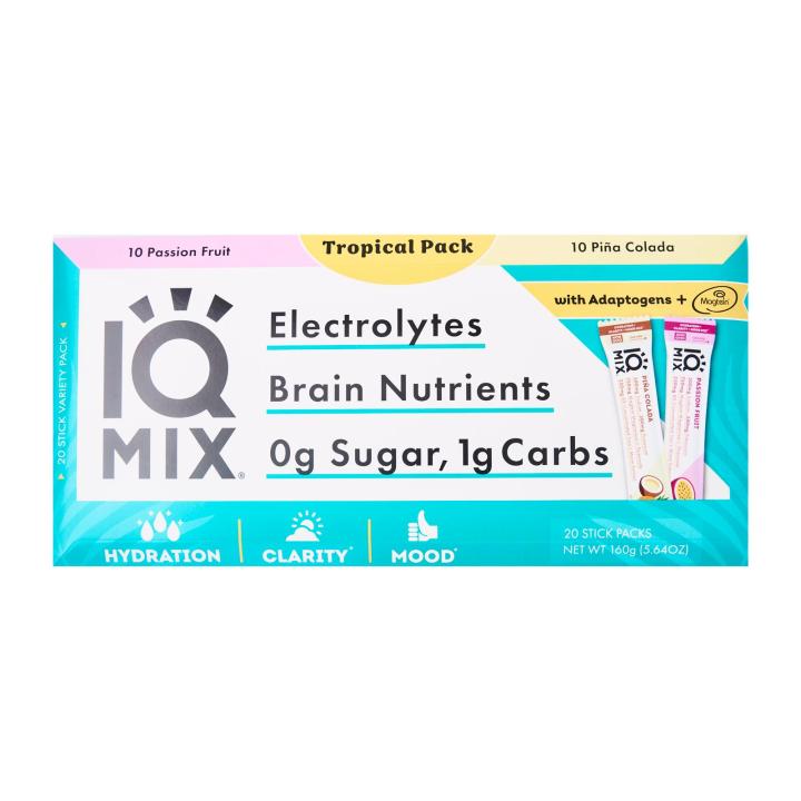 IQ BAR Iqmix Tropical Pack 20 Stick Packs Electrolytes Brain Nutrients ...