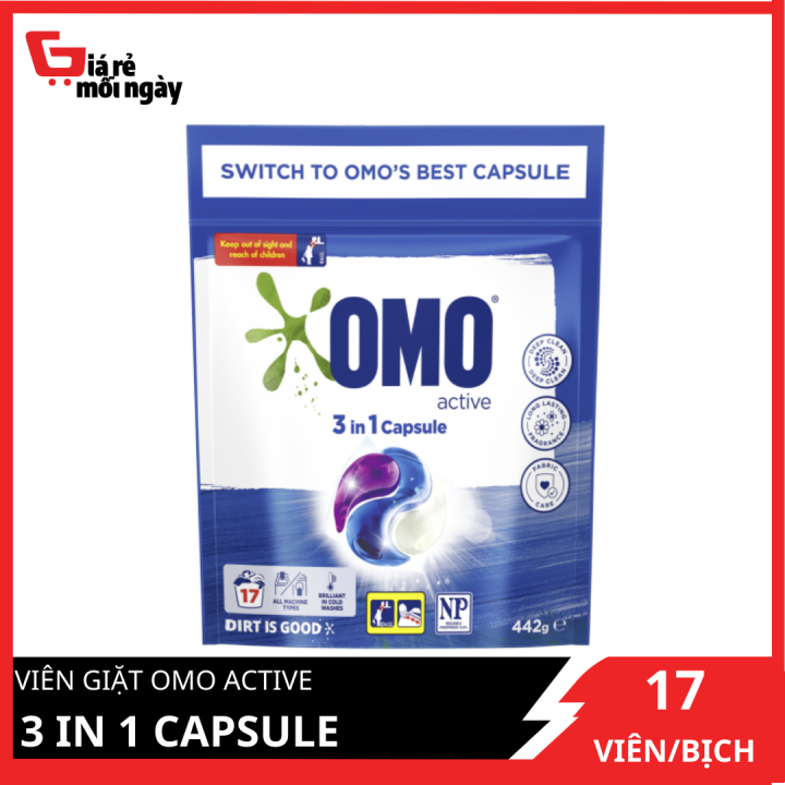 Viên giặt OMO Active 3 in 1 Capsule Túi 17 Viên 442g | Lazada.vn