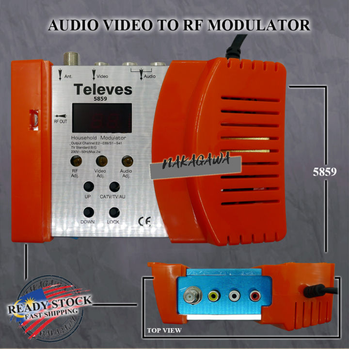 AUDIO VIDEO TO RF COMPACT MODULATOR TELEVES 5859 AV TO RF CONVERTER CATV / TV / AU RHF UHF ...