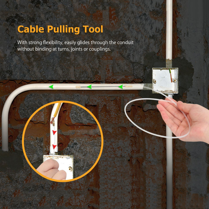 40m Fish Tape Wire Puller Cable Pulling Tool Through Wall ABS Plastic Wire Threader Electrical ...