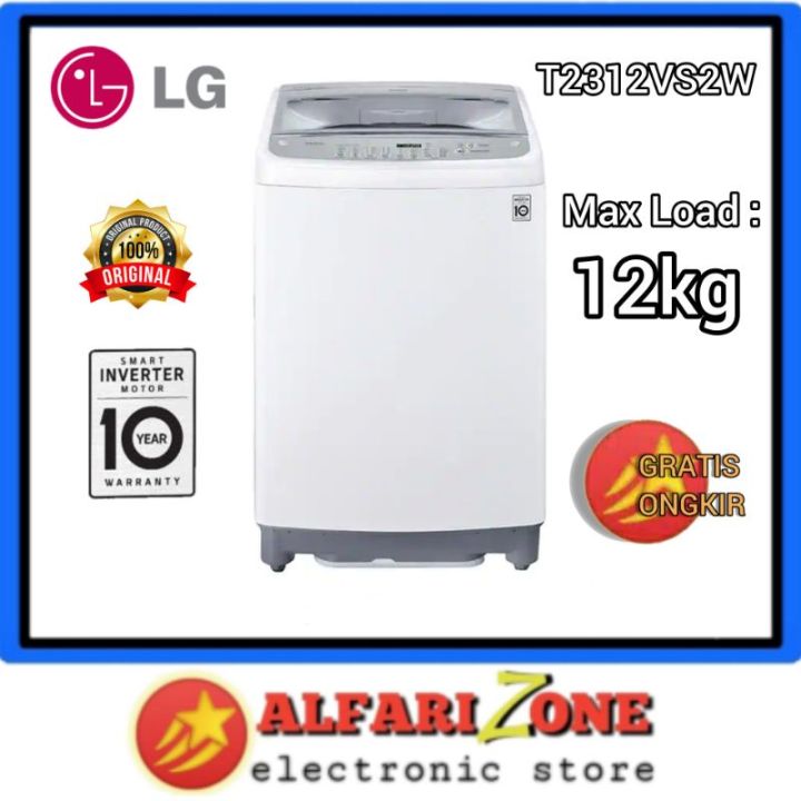 Mesin cuci LG 1 tabung Top Loading 12kg T2312VS2W T2312 direct drive | Lazada Indonesia