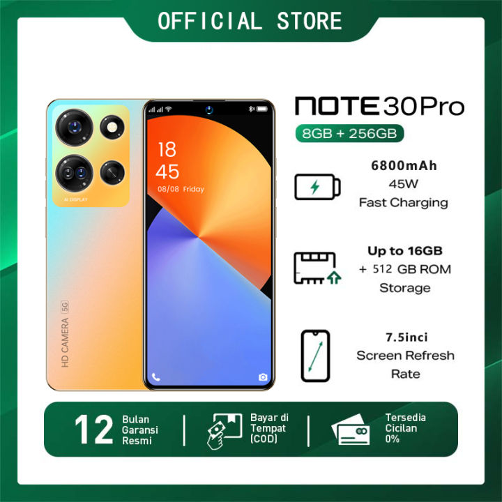 【Ponsel asli + COD】Asli Resmi hp NOTE 30 pro 5G 7.5inch HD Kamera ...