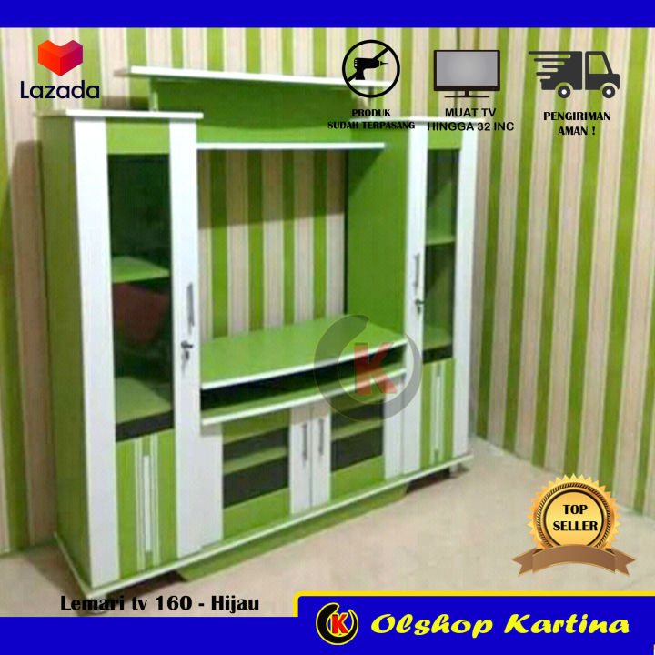 Lemari tv minimalis 32 inch double kaca modern Kekinian Ukuran 160 LH ...