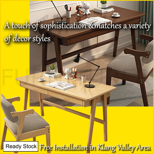 🎄X'mas Sale🎁Elisa Solidwood Study Desk with Drawers, Matching Chair Set ...