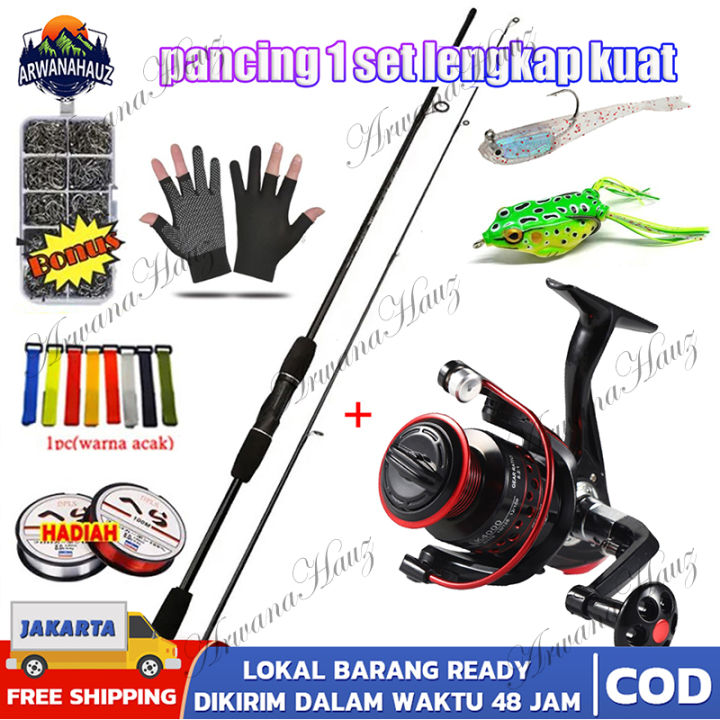 (beli 1 dapat 6) 1.6M/1.8M/2.1M/2.4M Joran Pancing Set 15 Kg Reel Pancing Murah Kuat Power ...