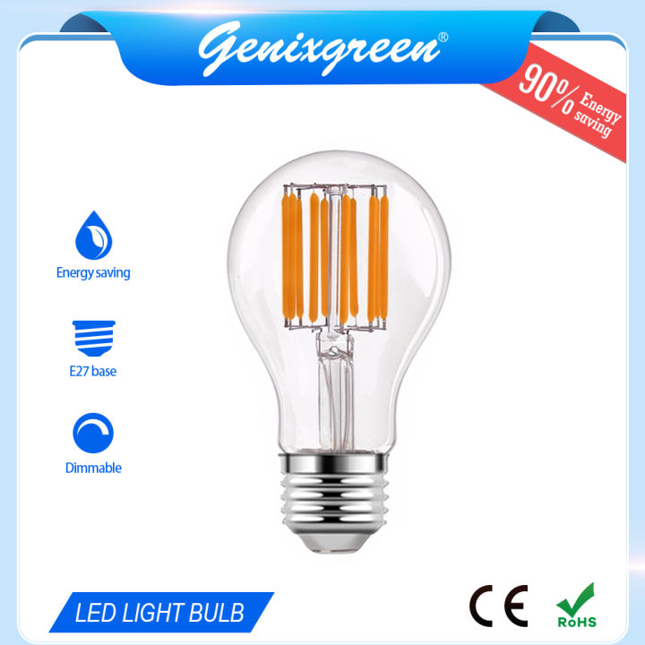 LED Edison Filament Bulb 4W 6W 8W 10W A19 E27 Globe Bulb Dimmable ...