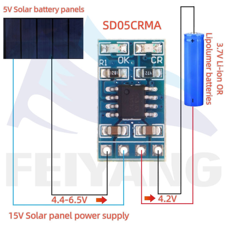 MPPT solar panel Charger Module 1A 4.2V 3.7V 18650 lipo Li-ion sd05crma ...
