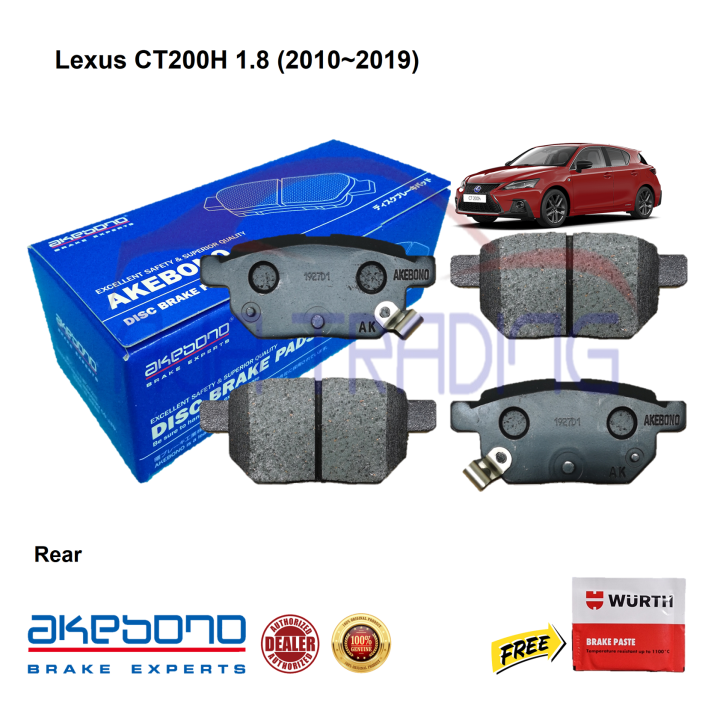 Genuine Akebono Rear Brake Pads for Lexus CT 200H 1.8 2010-2019 with ...