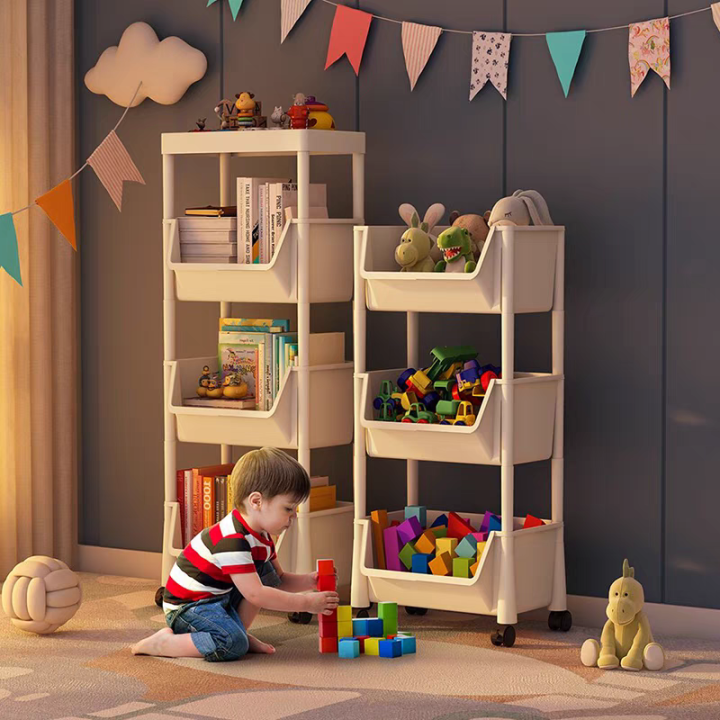 Multi-Layer Storage Rack With Wheels Movable Book Shelf Rack Household ...