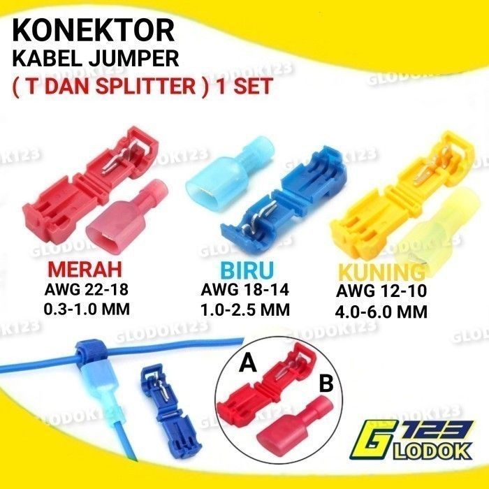 T-Tap Connector Scotch Lock Quick Cable Jumper Terminal Konektor Kabel ...