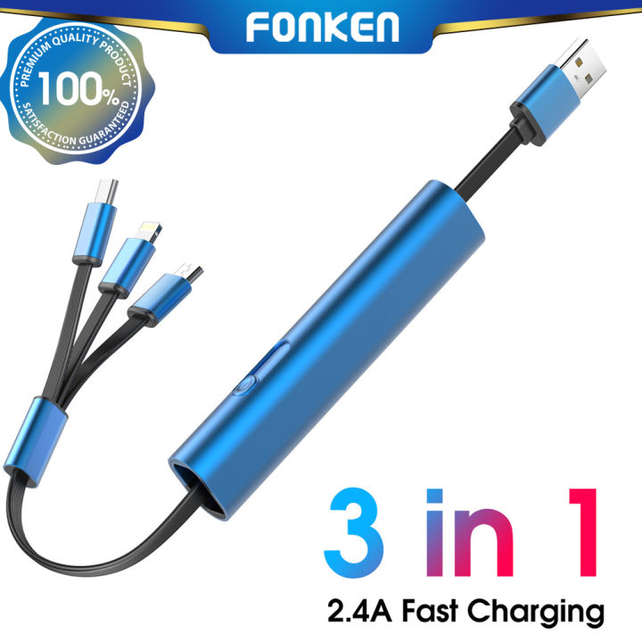 Fonken 3 In 1 USB Charging Cable USB To Micro USB/Type-C/Light-ning ... Fonken 3 In 1 USB Charging Cable USB To Micro USB/Type-C/Light-ning ...