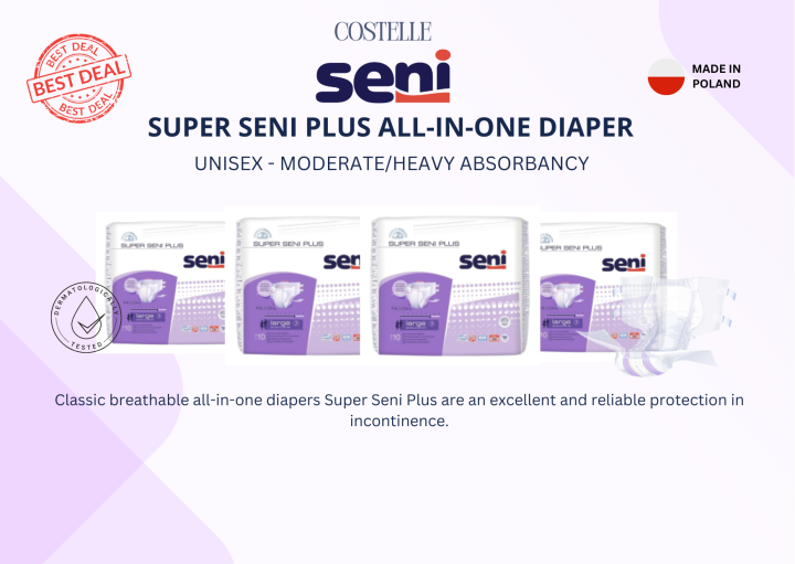 SENI All-In-One Diapers Adults (Unisex) For Day & Night (Large 6 X10pcs ...