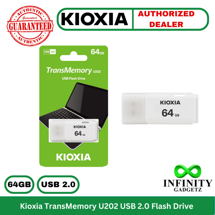 Kioxia TransMemory U202 64GB USB 2.0 Flash Drive LU202W064GG4 White | Lazada PH