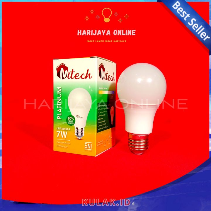 Lampu Bohlam LED 7W 7 WATT Mitech Light Bulb Tabung Putih Bulat | Lazada Indonesia