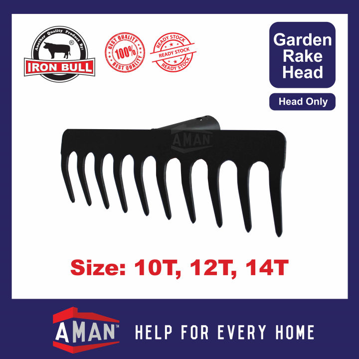 IRON BULL Garden Rake Head Only Garden Fork Garden Hand Tools Gardening ...